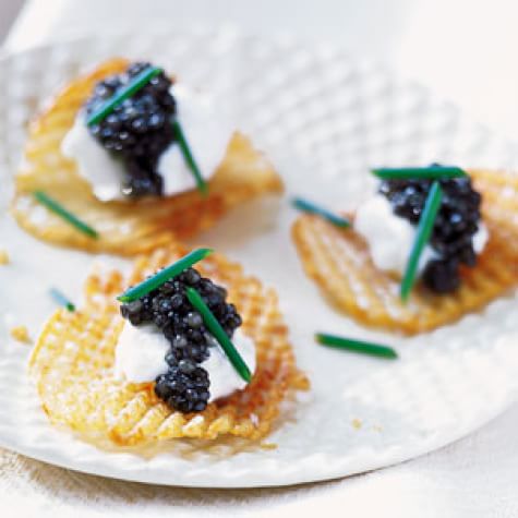 Gaufrette Potatoes with Caviar and Crème Fraîche | Williams Sonoma