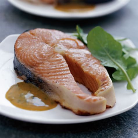 Maple-Smoked Salmon Steaks with Maple-Mustard Sauce | Williams Sonoma