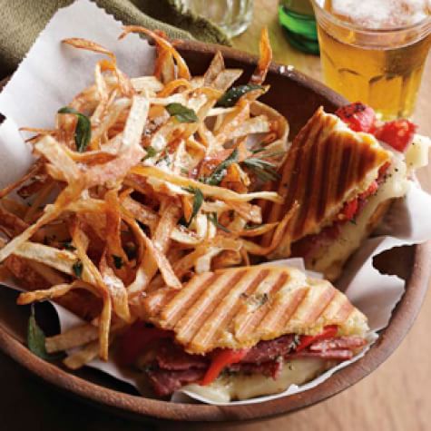 Tre Salumi & Provolone Panini with Herbed Haystack Fries | Williams Sonoma