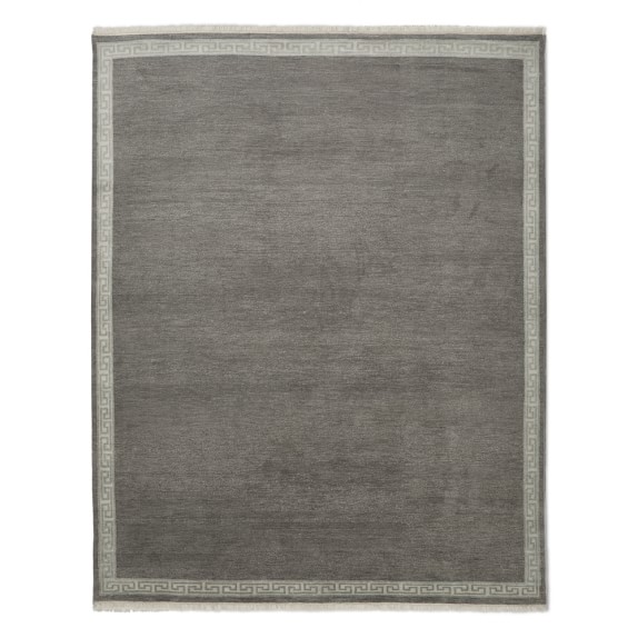 Greek Key Border Hand Knotted Rug, Grey | Williams Sonoma