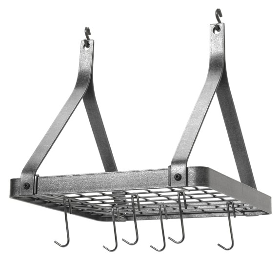 Enclume Square Ceiling Pot Rack, Hammered Steel | Williams Sonoma