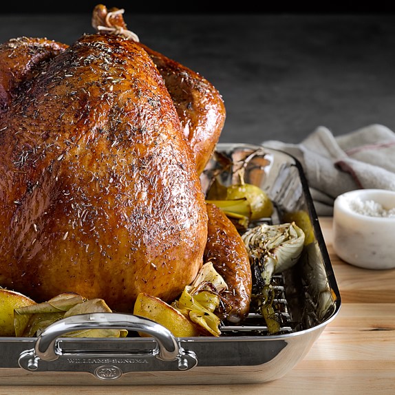 Williams Sonoma Thermo-Clad™ Stainless-Steel Flared Roaster with Rack ...