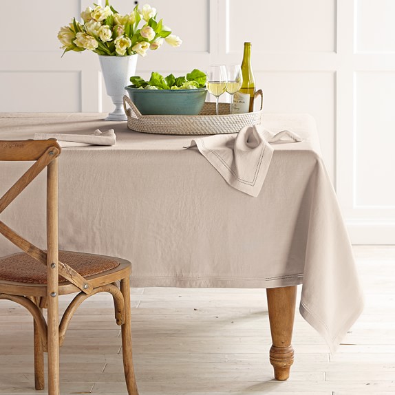 Linen Double Hemstitch Tablecloth | Williams Sonoma