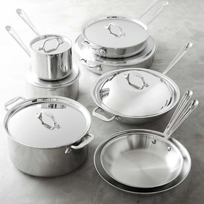 All-Clad D3 Tri-Ply Stainless-Steel 14-Piece Cookware Set | Williams Sonoma