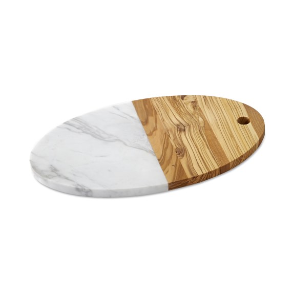 Olivewood & White Marble Oval Board | Williams Sonoma