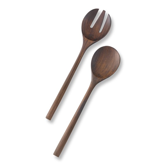 Walnut Finish Teak Salad Servers | Williams Sonoma
