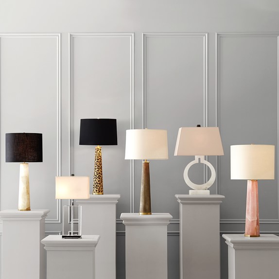 Tall Cut Stone Table Lamp, White Quartz | Williams Sonoma