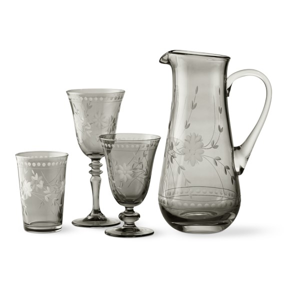 Vintage Etched Grey Glassware Collection | Williams Sonoma