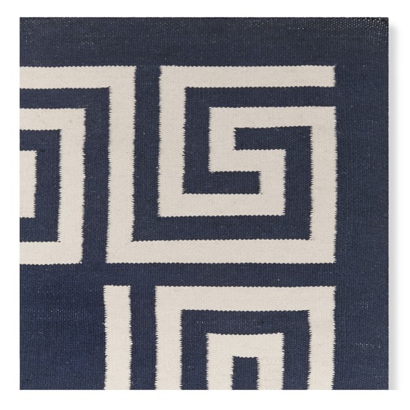 Greek Key Border Indoor/Outdoor Rug, Navy | Williams Sonoma